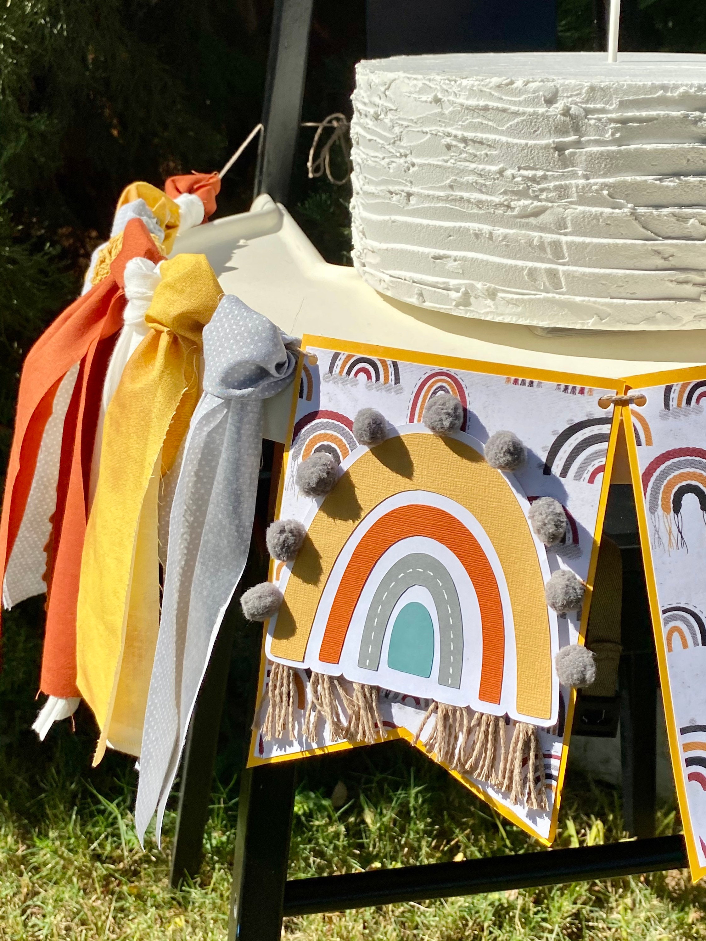 Boho Rainbow Retro Rainbow High Chair Bunting Boho Rainbow - Etsy