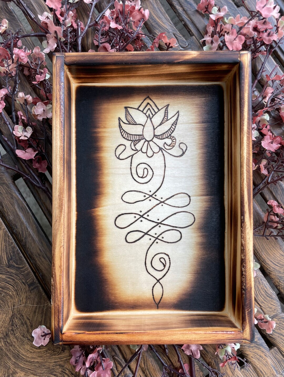 Lotus Tray, Wood Tray, Crystal Tray, LARGE - Etsy