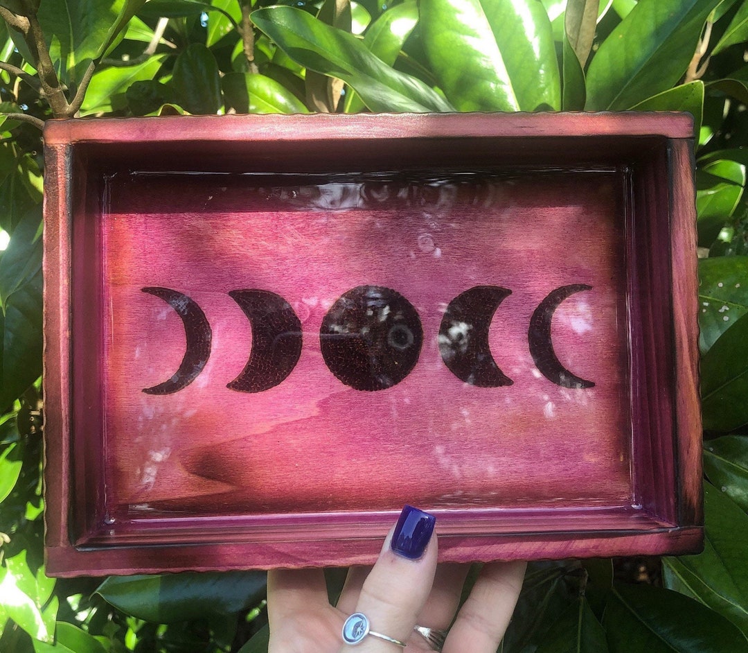 Moon Phase Tray, Wood Tray, Crystal Tray - Etsy