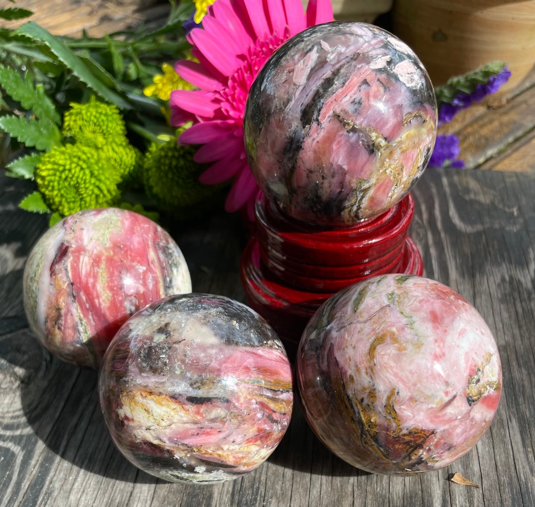 Pink Opal Palm Sphere, Pink Opal, Strawberry Opal - Etsy