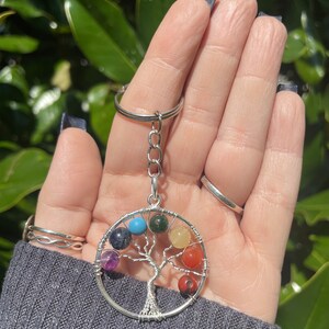 Chakra Tree of Life Key Chain, Chakra Gemstone Beads - Etsy