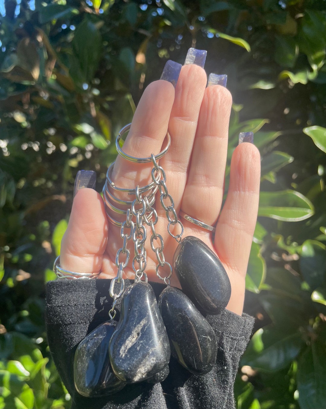 Black Obsidian, Black Obsidian Key Chain, Qty. 1 - Etsy