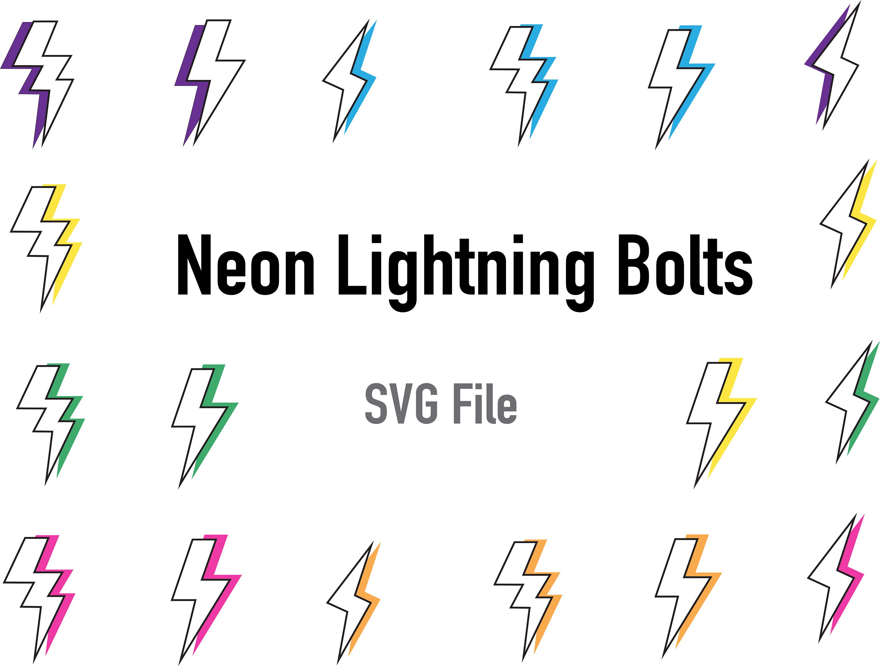 Neon Lightning Bolts SVG File - Etsy