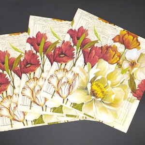 P128# 3 Pieces of Single Paper Napkins for Decoupage, Craft Tissue, Red ...