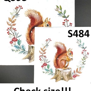 Q393 3 Pieces of Single Paper Napkins for Decoupage, Craft Tissue, Winter Squirrel on Stump With ...