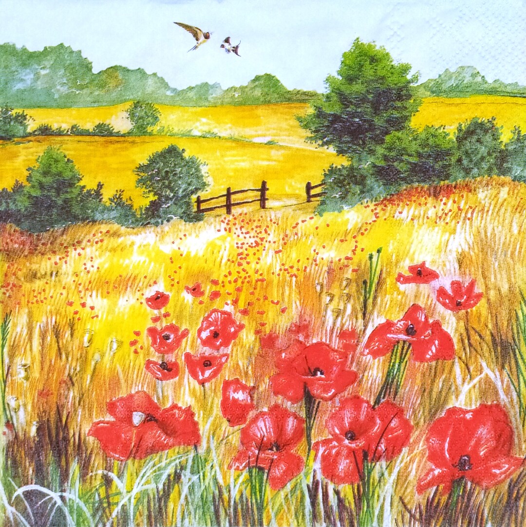 Q952# 3 Pieces of Single Paper Napkins for Decoupage, Craft Tissue, Red ...
