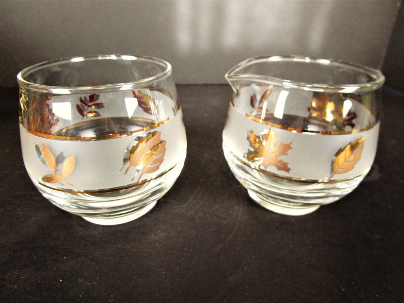 Libbey Golden Foliage Sugar and Creamer Caddy Set in Original - Etsy