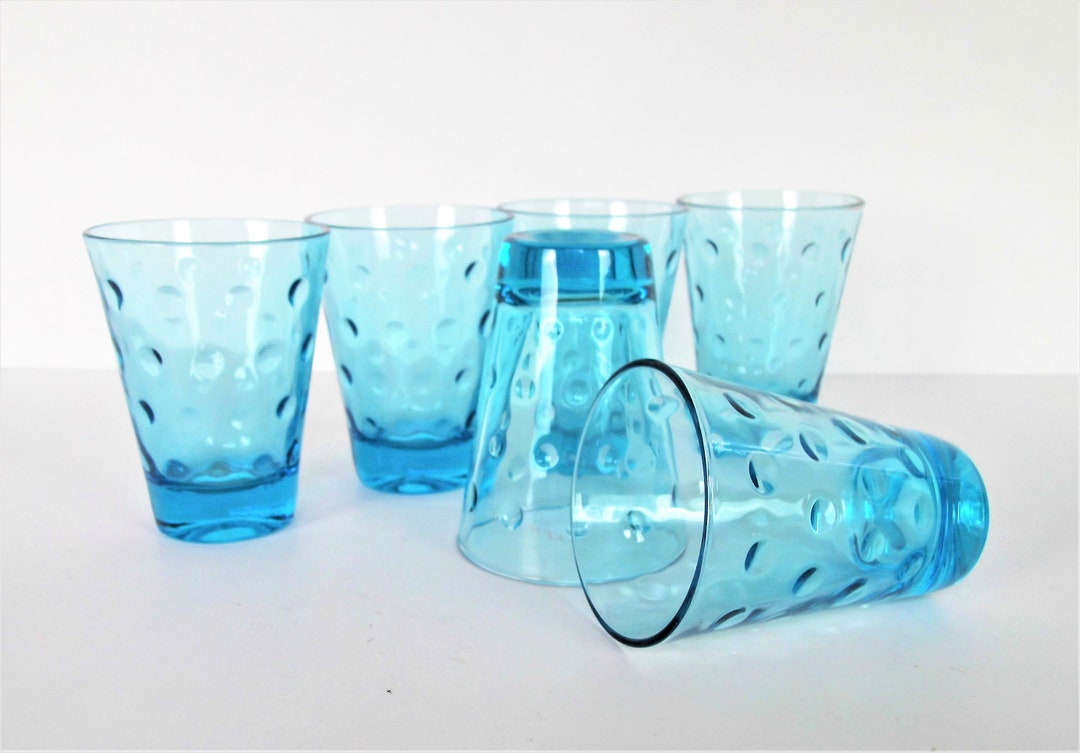 Vintage Hazel Atlas Capri Dot Glassware - Azure Blue - Rocks Glasses ...