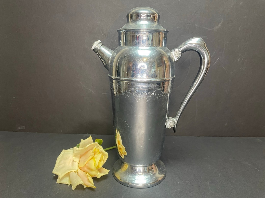 Elegant Chrome Cocktail Pitcher Art Deco Hollywood Regency - Etsy
