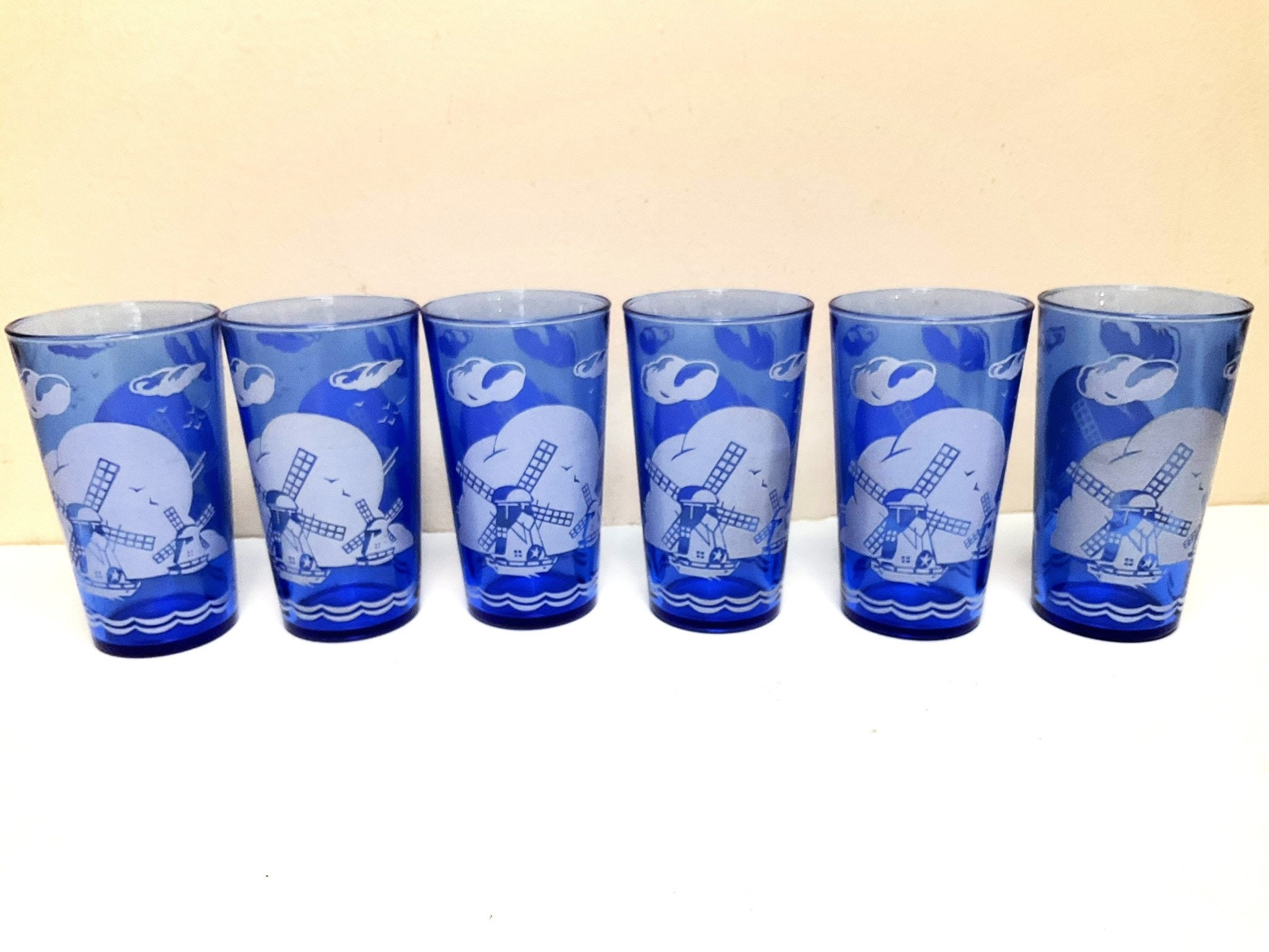 1930's Hazel Atlas Cobalt Blue "windmill" Glassware Set- Ice Bucket ...