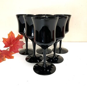 Vintage Black Crystal Water Goblets or Wine Glasses - Your Choice - Set ...