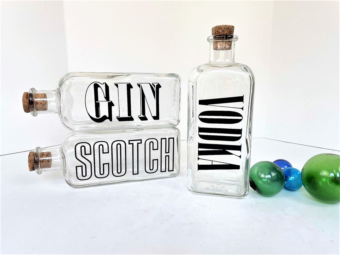 Mid Century Modern Wheaton Typography Decanters With Cork Stoppers ...
