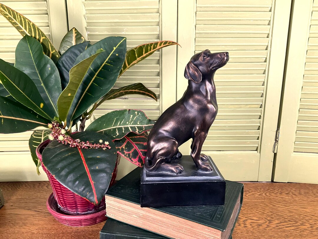 Sitting Black Labrador Sculpture - Bronze Finish - Heavy Poly Resin ...