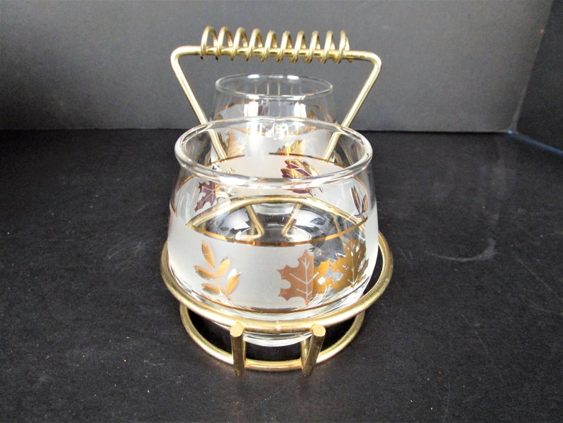 Libbey Golden Foliage Sugar and Creamer Caddy Set in Original - Etsy