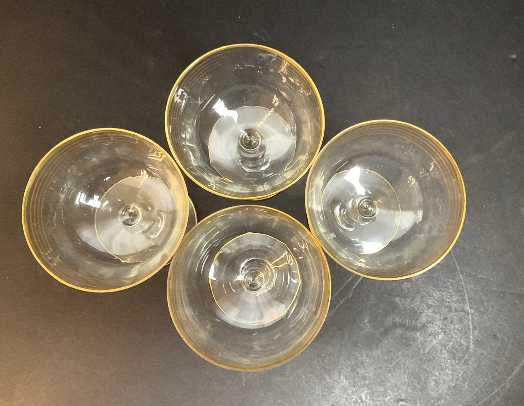 Vintage Gold Rimmed Optic Coupe Champagne/cocktail Glasses - Set of 4 ...