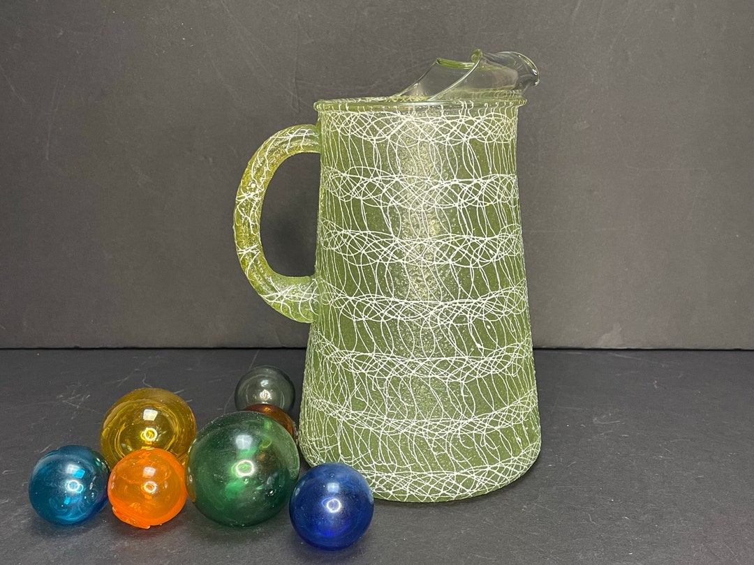 Retro Vintage Color Craft Green Spaghetti String Pitcher Mid - Etsy