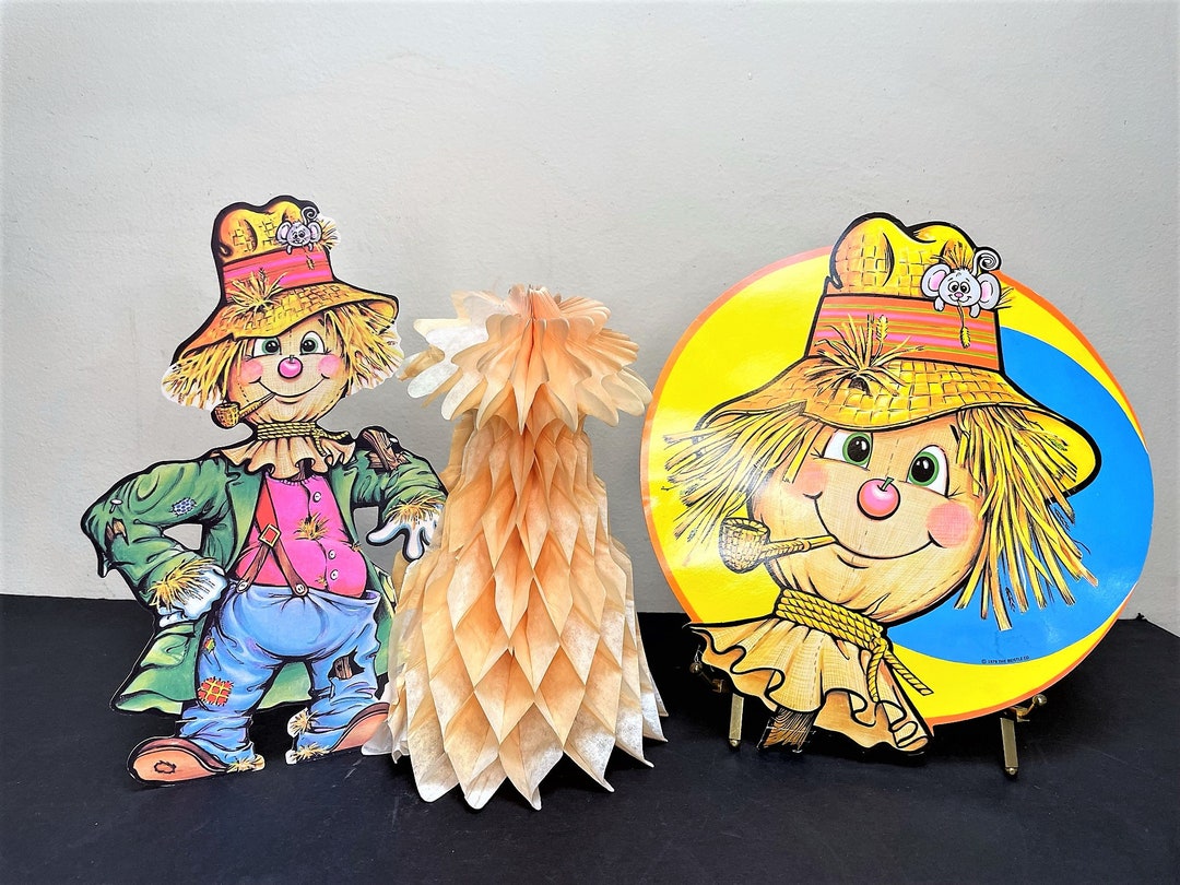 Vintage Beistle Halloween Die Cuts - Set of 2 - Scarecrow Wall Hanging ...