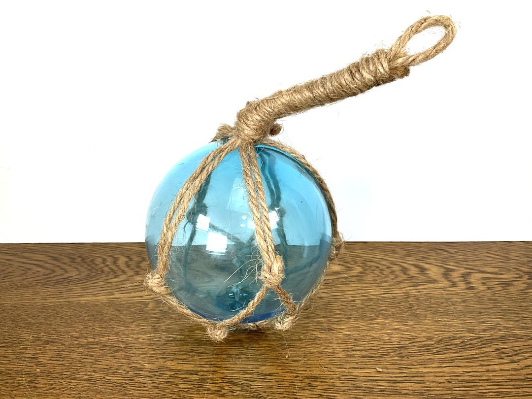 Large Blown Glass Fishing Float W/sisal Net - 4" - Peacock Blue ...