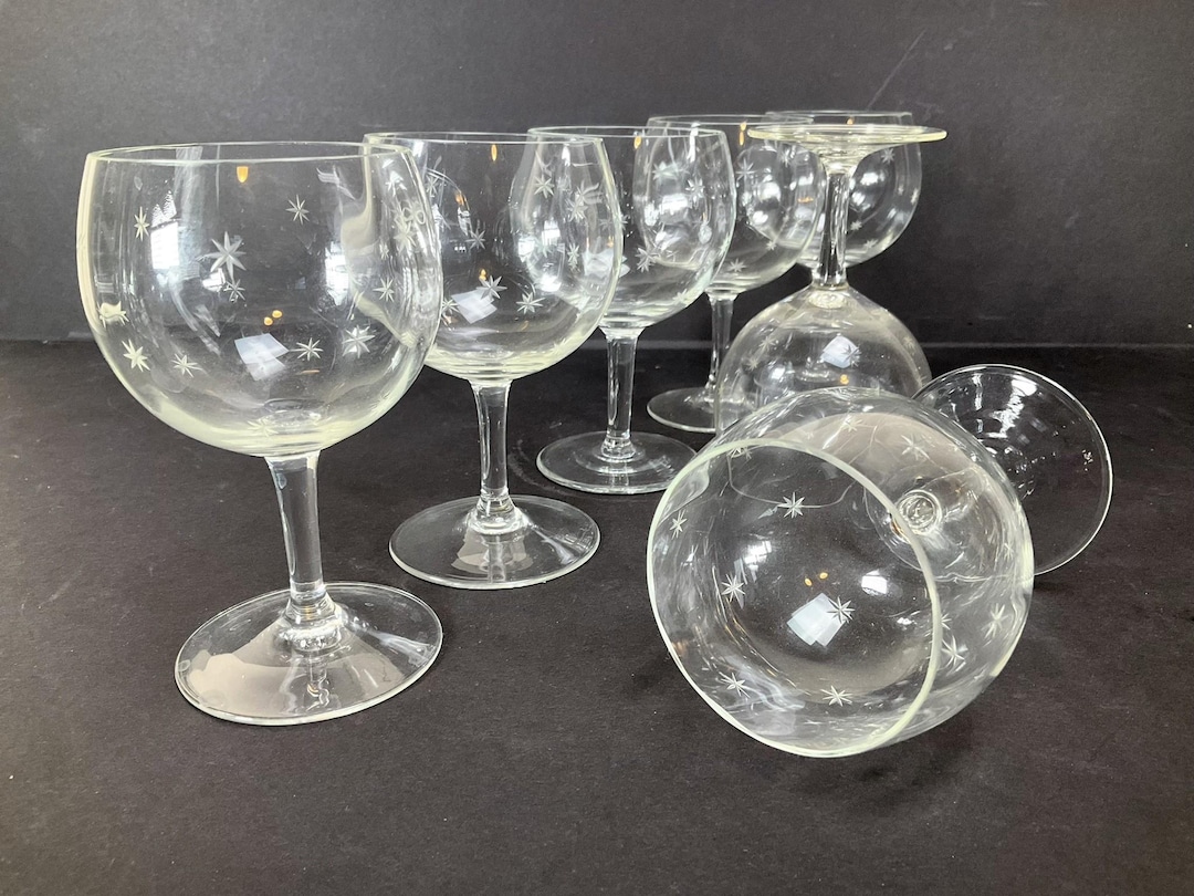 Mid Century Atomic Starburst Etched Crystal Small Wine or Sherry ...