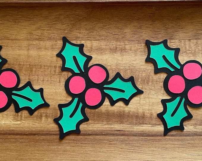 Holly and Berry Paper Cut Outs - Holly and Berry Cardstock for ...