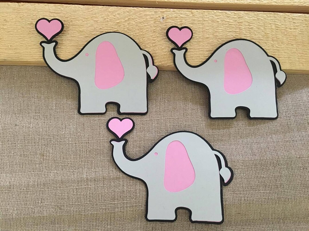 Elephant Die Cut Set of 3, Elephant With Heart Die Cut - Etsy