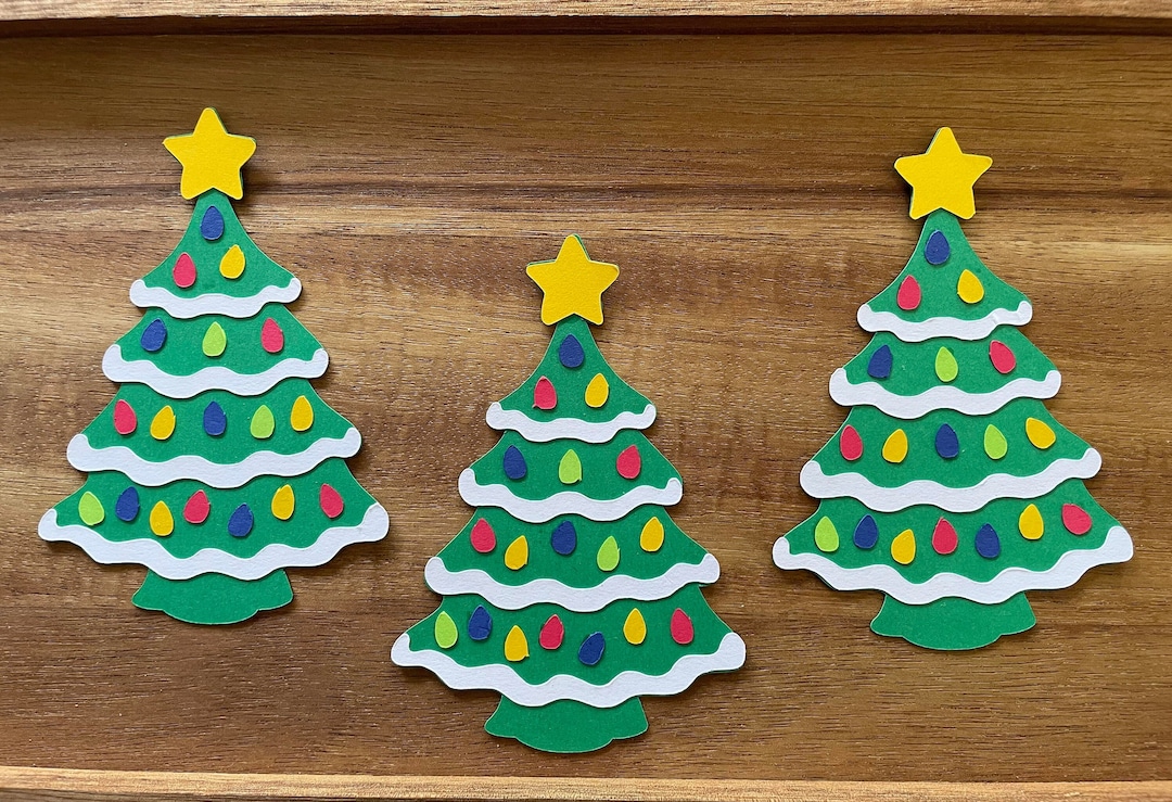Christmas Tree Die Cut Set of 3, Christmas Die Cut - Etsy