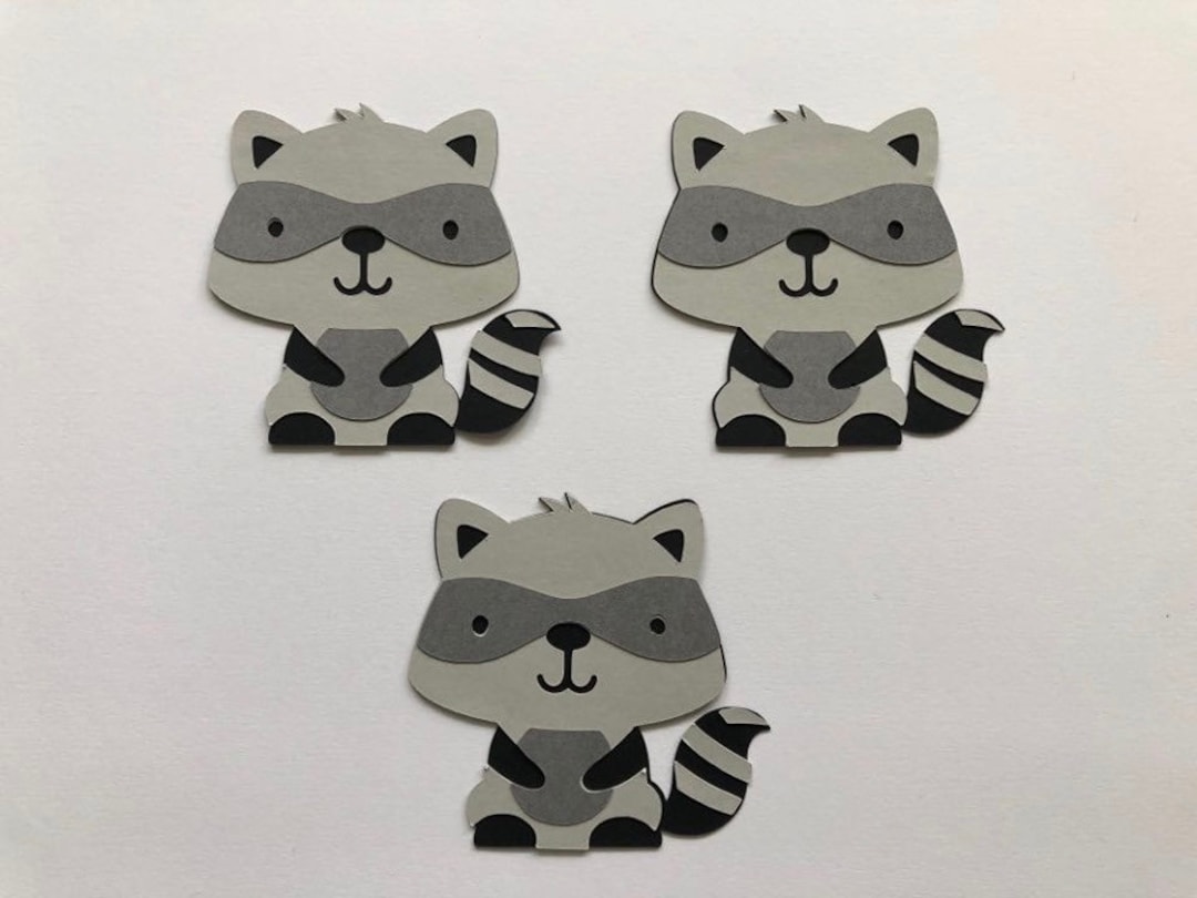 Raccoon Die Cut Set of 3, Woodland Racoon, Woodland Animals Die Cuts ...