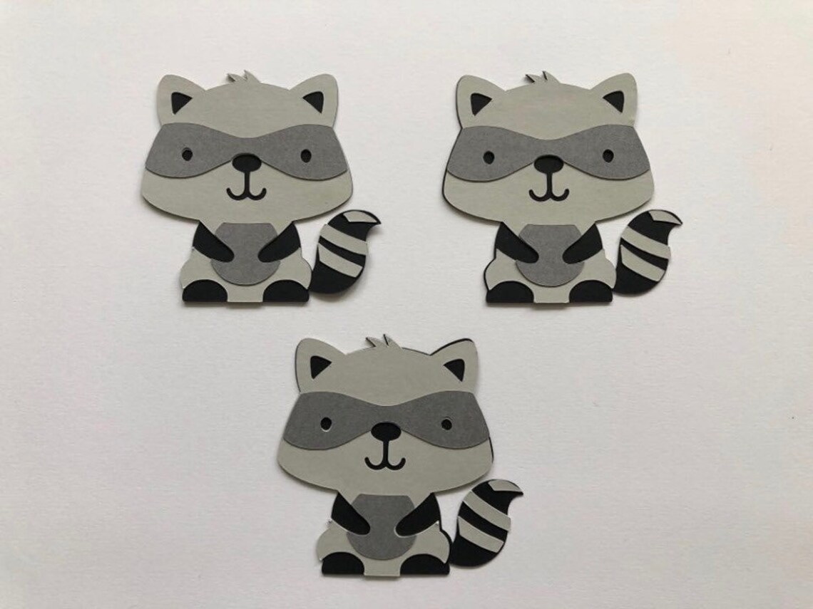 Raccoon Die Cut Set of 3, Woodland Racoon, Woodland Animals Die Cuts ...