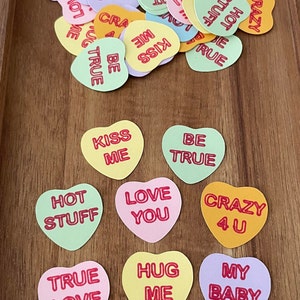 60 Piece Conversation Hearts, Valentines Day Hearts, Valentines Day ...