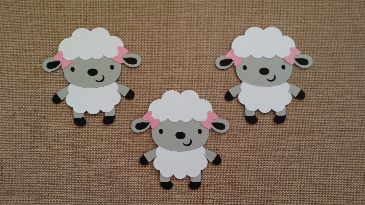 Lamb Die Cut set of 3 with bows Lamb Baby Shower Lamb | Etsy