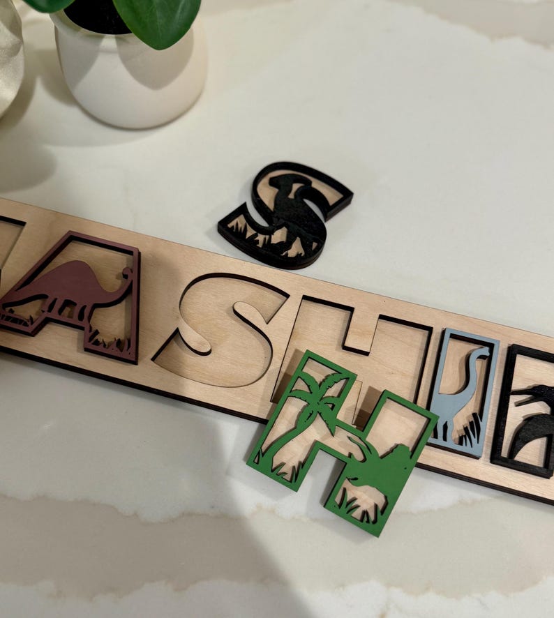 Dino Name Puzzle - Etsy