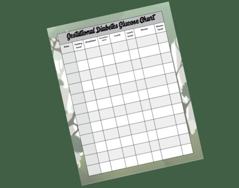 Gestational Diabetes Glucose Monitoring Chart Etsy
