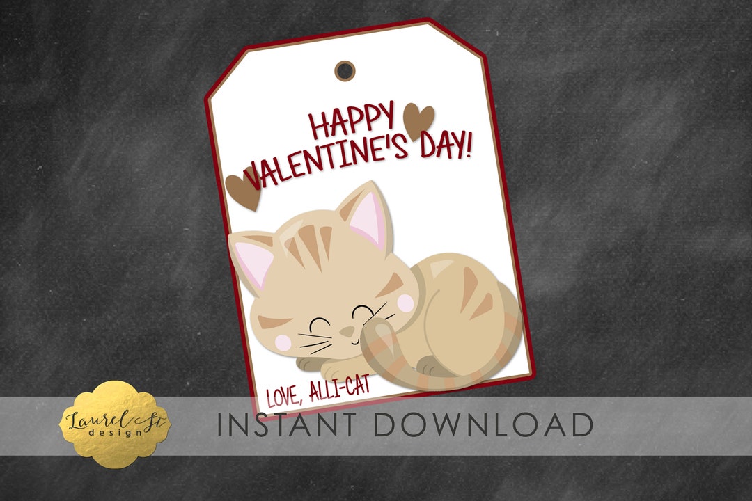 Valentine Printable - Cat Valentine - Instant Download - Happy ...