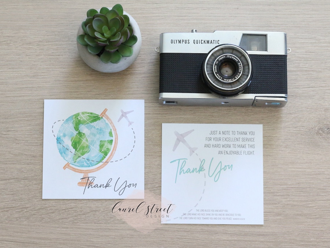 Flight Attendant Thank You Card - Flight Attendant Gift - Thank You ...