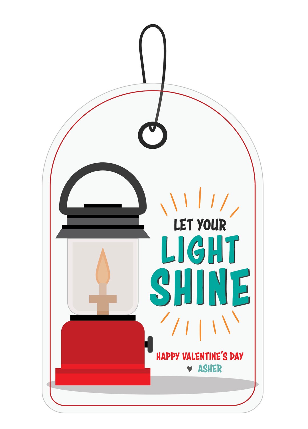 LANTERN - Let Your Light Shine - Flashlight Printable - Valentine ...
