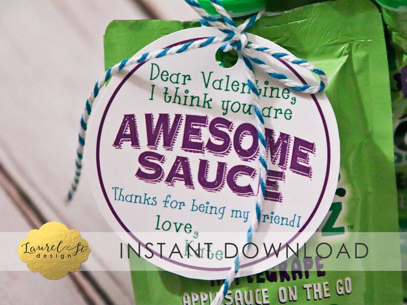 Valentine Printable - I Think You Are AWESOME SAUCE! - Instant Download ...