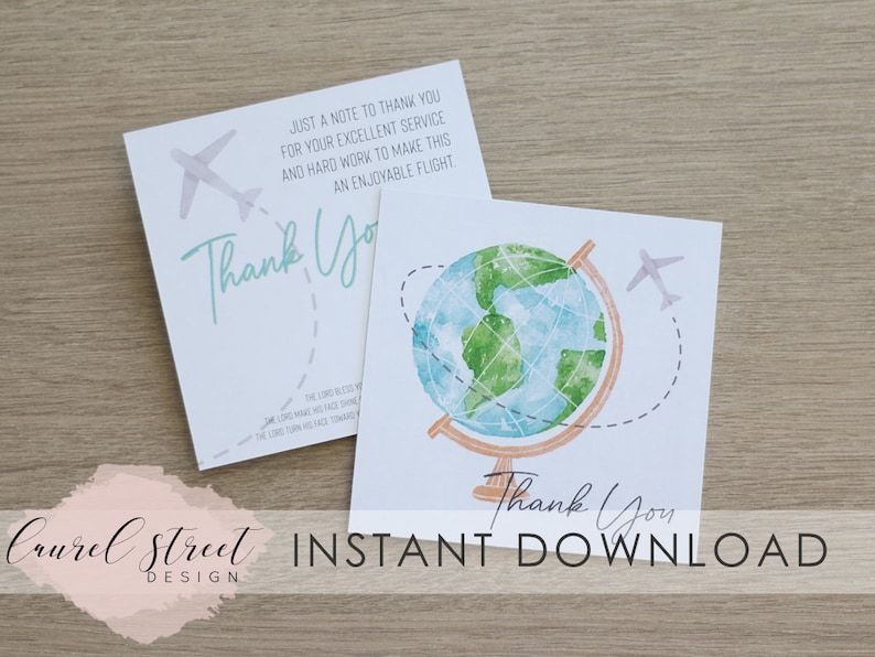 Flight Attendant Thank You Card - Flight Attendant Gift - Thank You ...