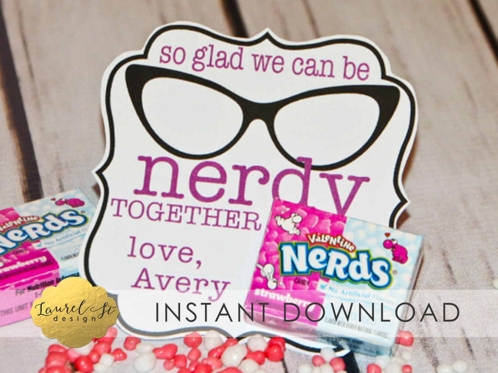 Valentine Printable - so Glad We Can Be NERDY Together! -INSTANT ...