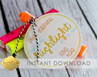 Highlighter Valentine Printable for Fat or Skinny Highlighters Cute ...