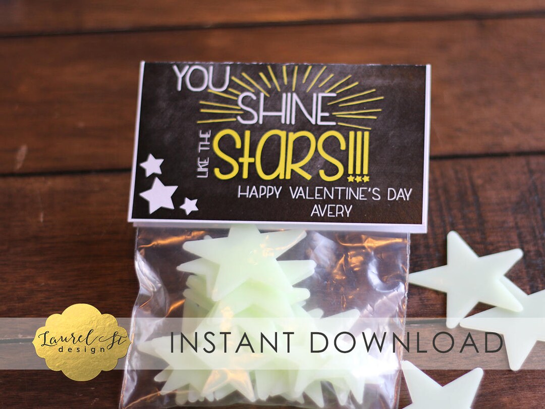Valentine Printable - SHINE Like the STARS - Instant Download - Treat ...