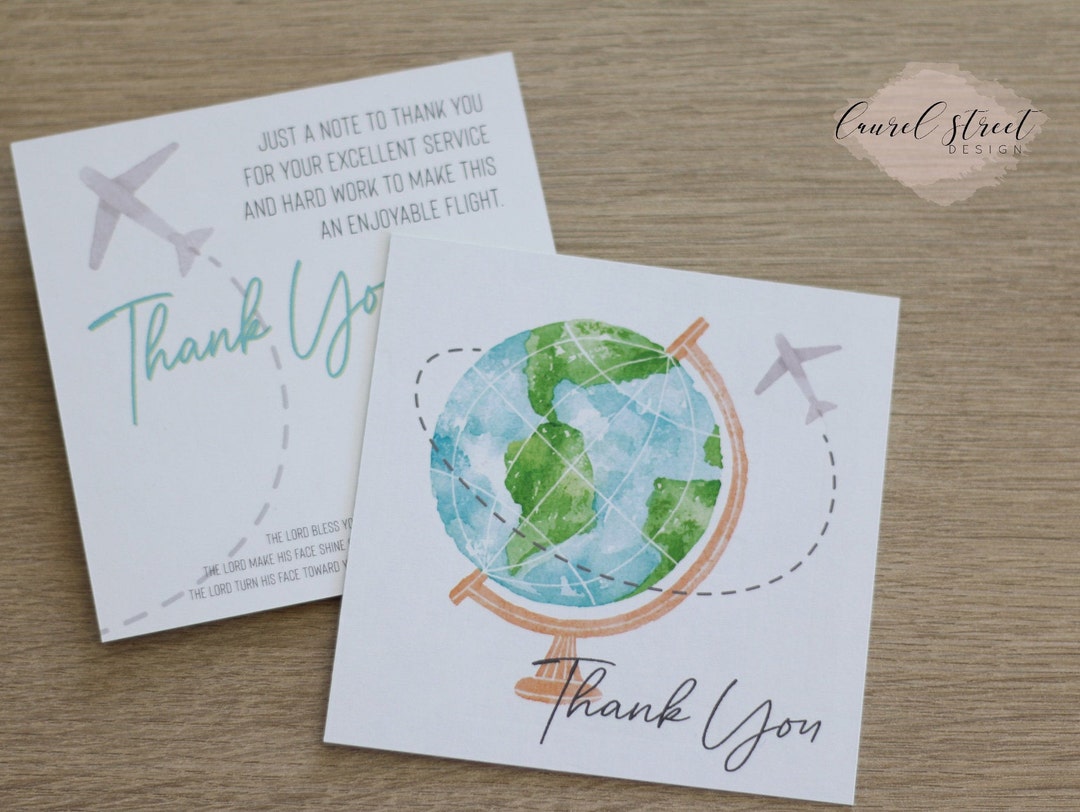Flight Attendant Thank You Card - Flight Attendant Gift - Thank You ...