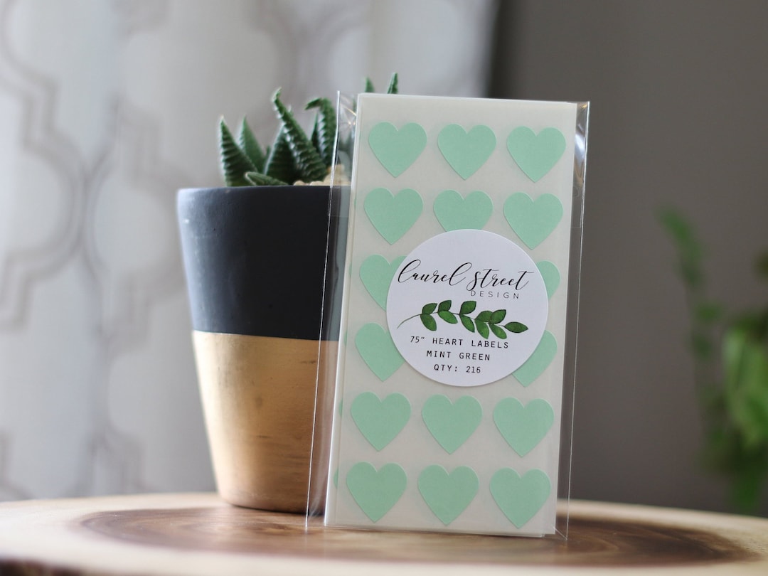 Mint Green Mini Heart Stickers ~ Soft Green Hearts ~ Light Green Heart ...