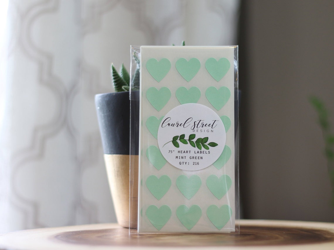 Mint Green Mini Heart Stickers ~ Soft Green Hearts ~ Light Green Heart ...
