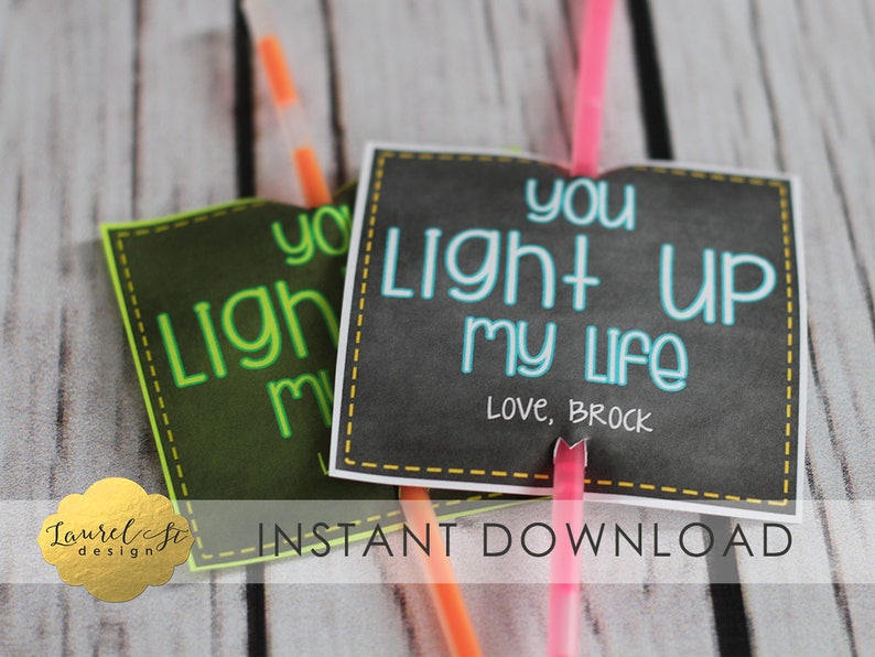 Valentine Printable You Light up My Life Printable Valentine Instant ...