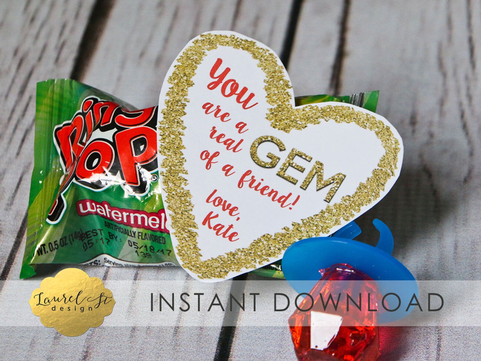 Valentine Printable You Are a REAL GEM of a FRIEND Instant Download ...