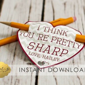 Valentine Printable - I Think You're Pretty SHARP - INSTANT DOWNLOAD ...