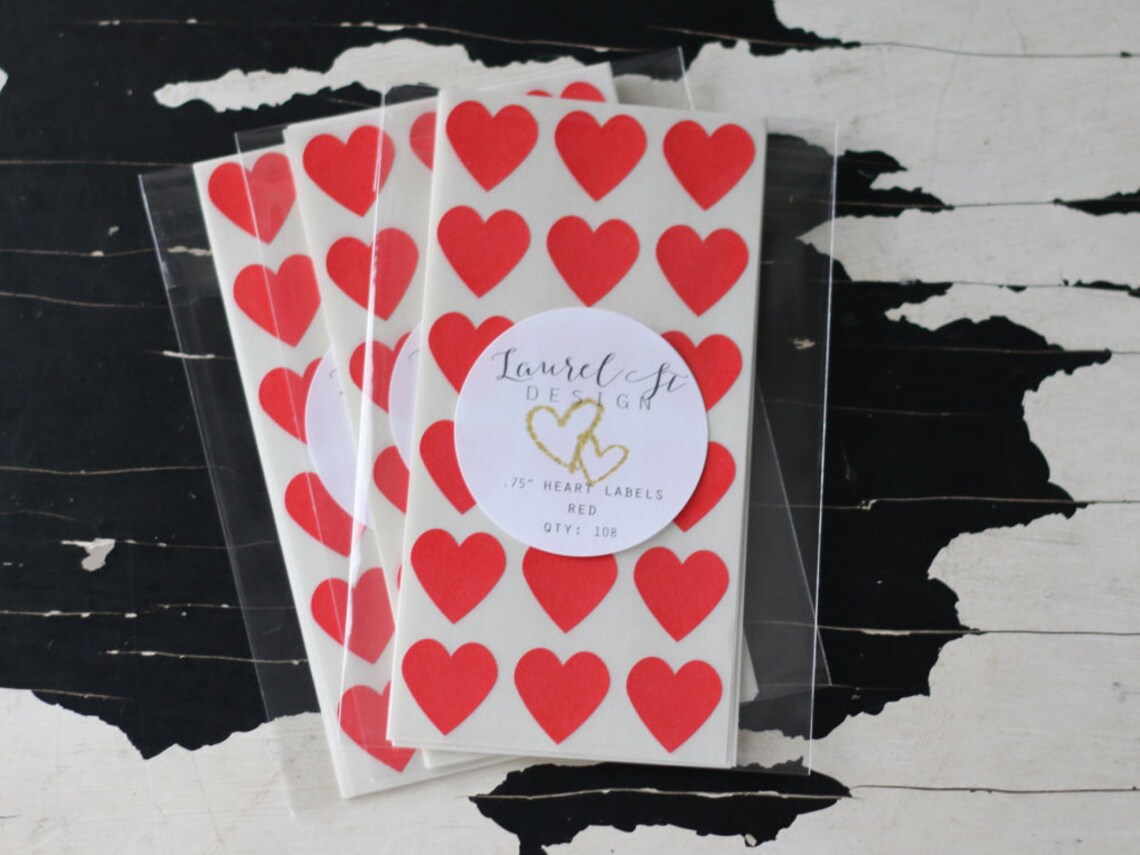 Red Heart Stickers Red Size 3/4 Qty 216 - Etsy