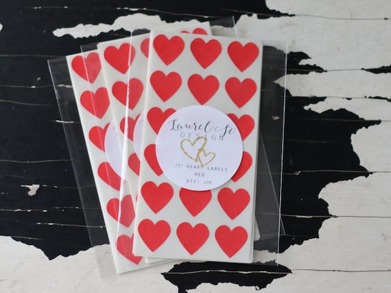Red Heart Stickers Red Size 3/4 Qty 216 | Etsy