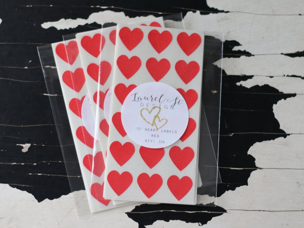 Red Heart Stickers Red Size 3/4 qty 216 | Etsy