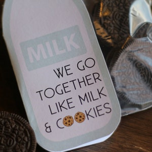 Valentine Printable - We Go Together Like MILK and COOKIES - Instant ...